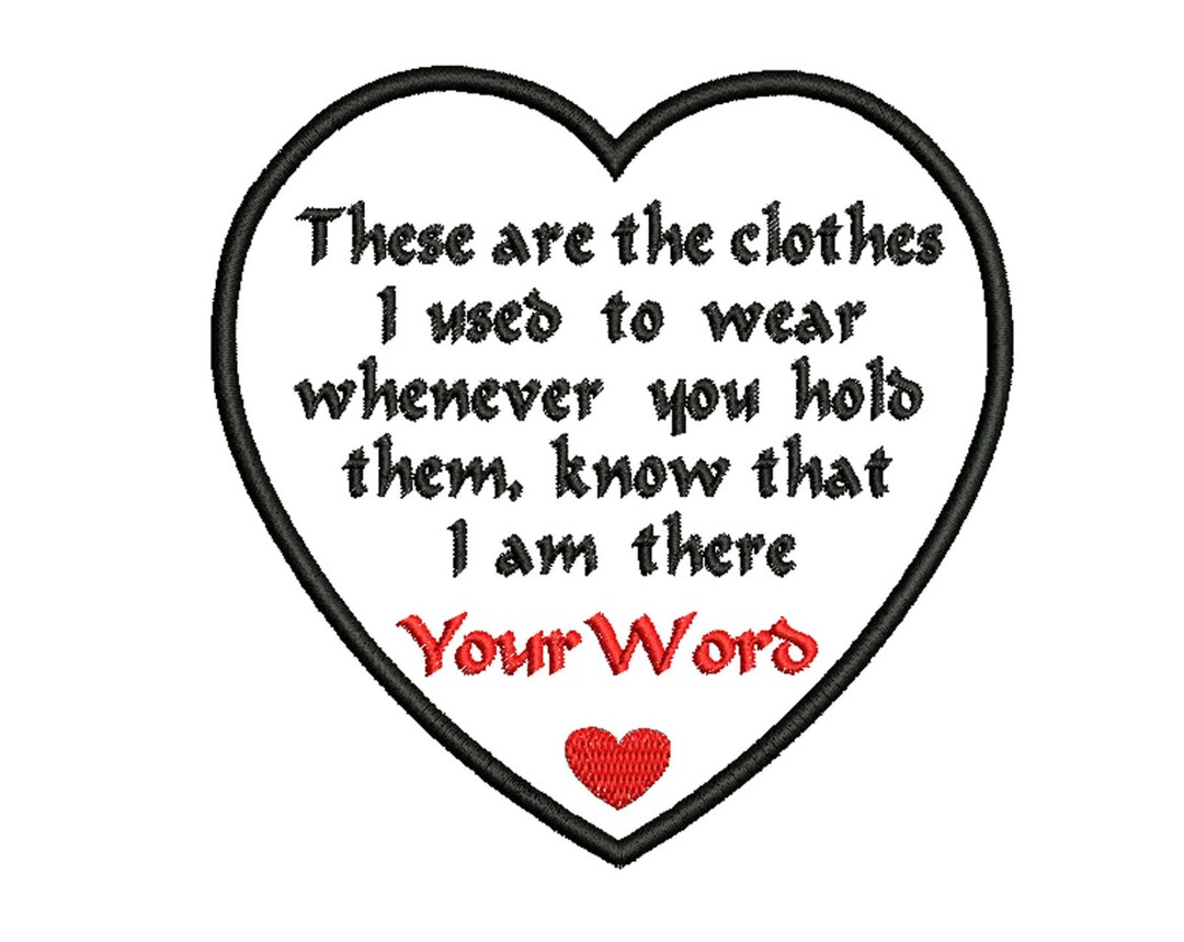 Custom Heart Memorial Embroidery Design, Heart Machine Embroidery ...