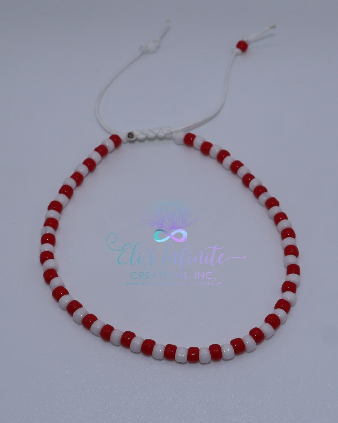 Shango Ilde - Large Solid Red and White Seed Beads & White Macrame ...