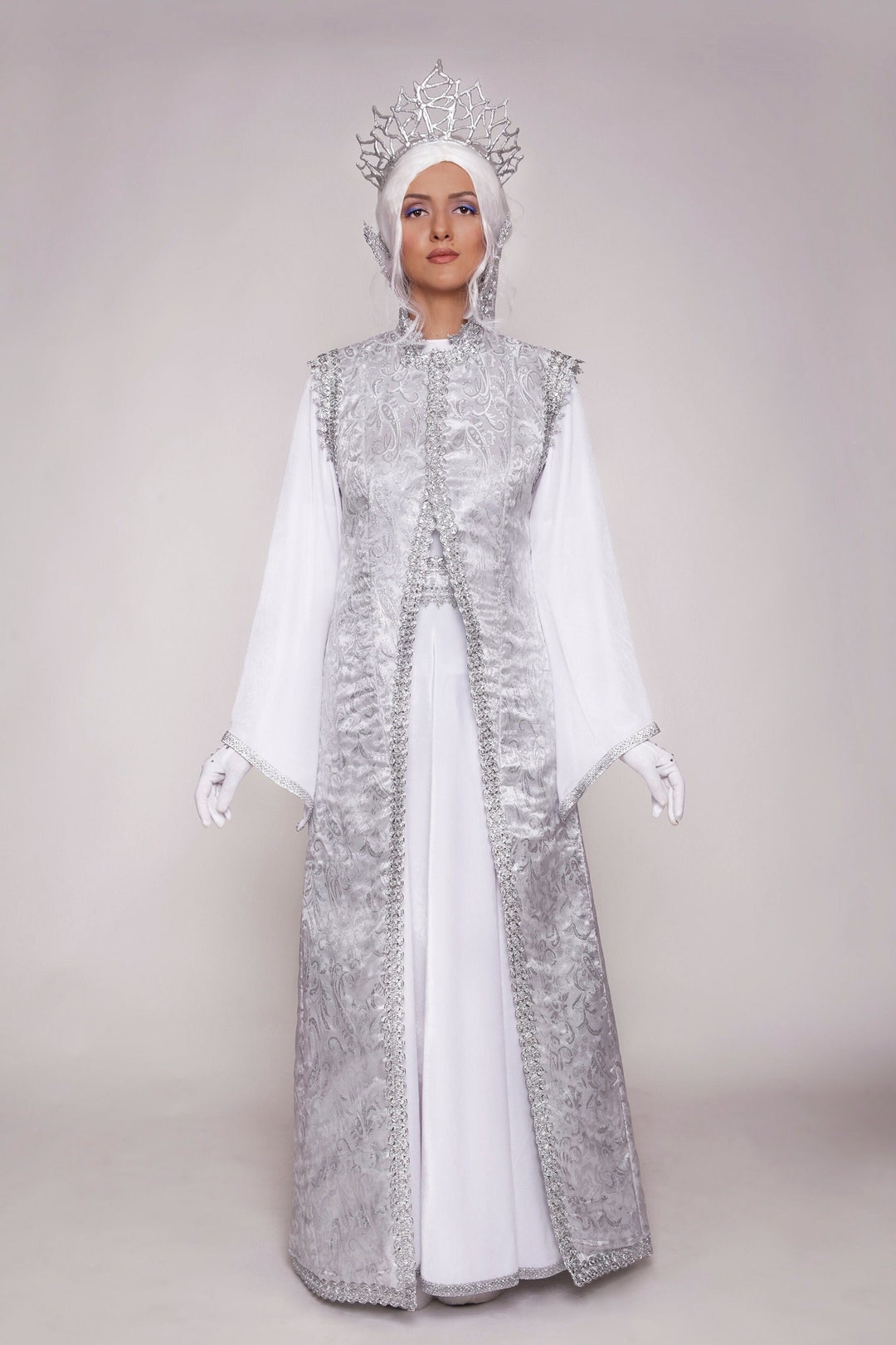 Silver Snow Queen Christmas Costume - Includes Dress, Cape, Belt - Etsy