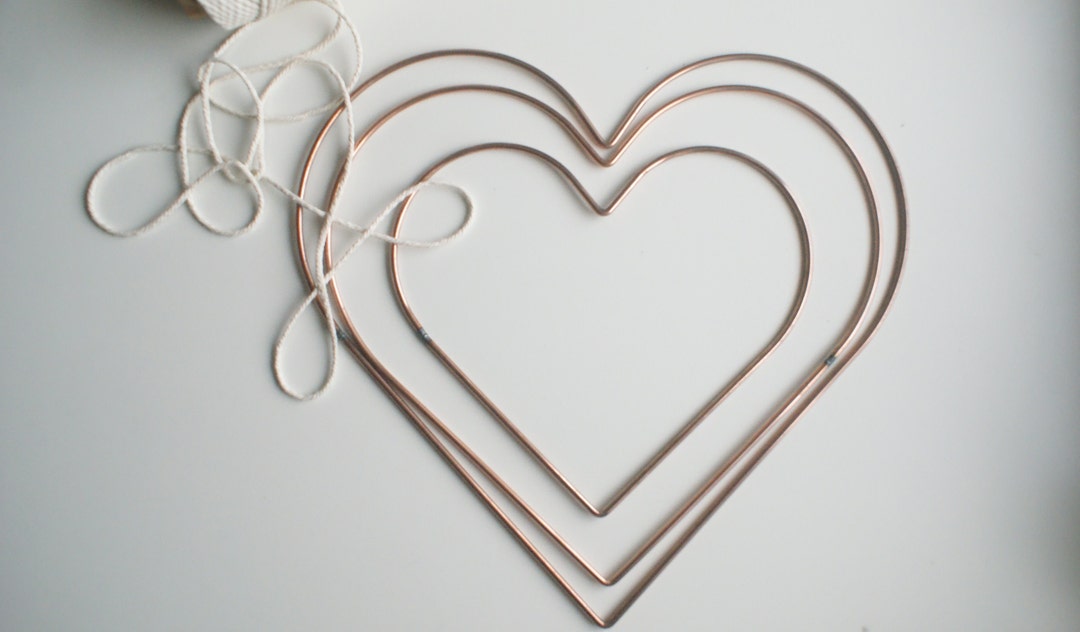 Macrame Metal Heart Shape, Copper Wire Heart Hoop, Floristry Craft Ring ...