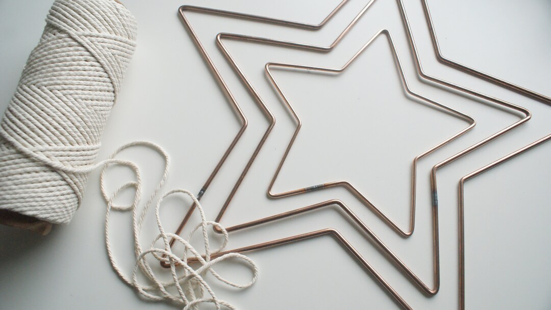 Metal Star Shape, Macrame Copper Star, Wire Floristry Hoop, Macrame ...