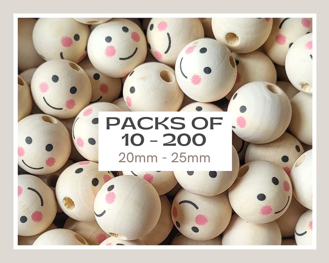 Doll Head Beads, Wooden Smiley Face Beads for Macrame Angels Face ...