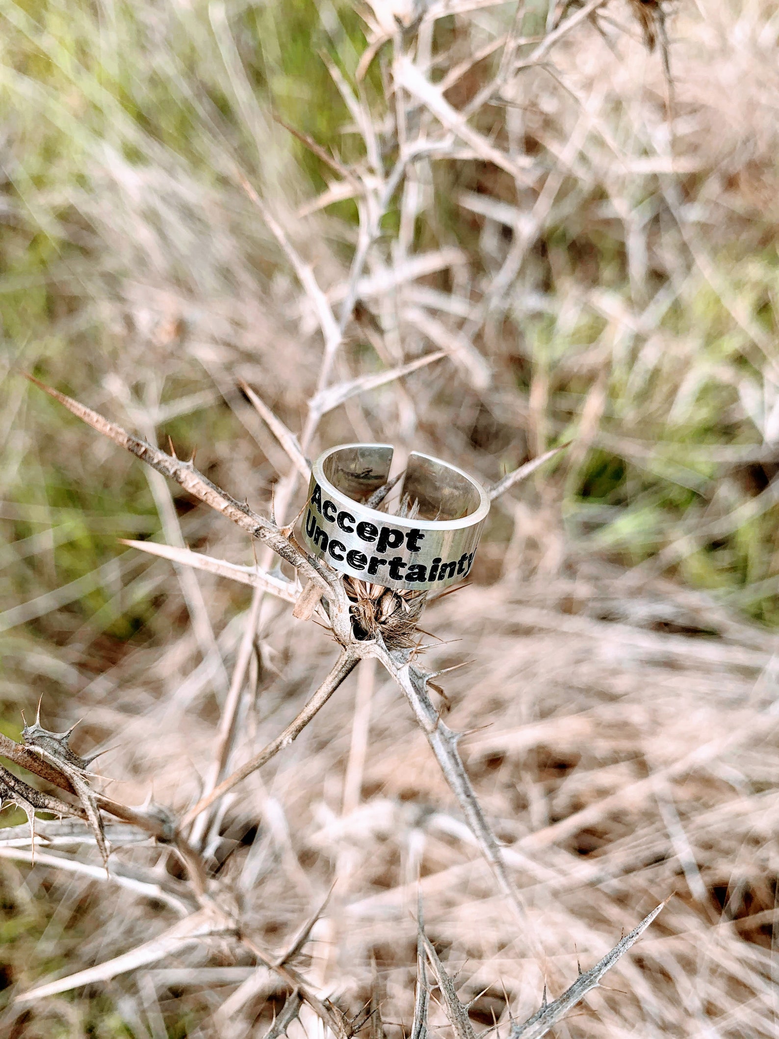 Awareness Silver Ring Accept Uncertainty Dainty Ring for Men or Women ...