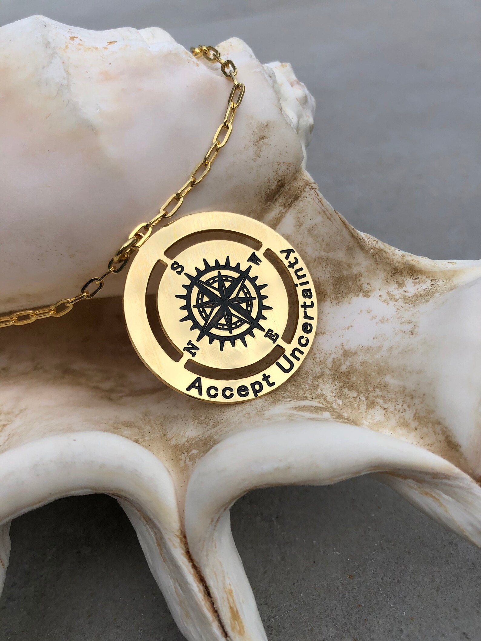 Long Compass Silver Pendant Necklace Unique Necklaces for - Etsy