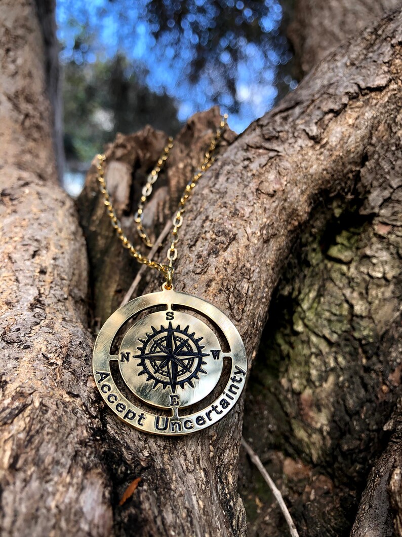 Long Compass Silver Pendant Necklace Unique Necklaces for - Etsy