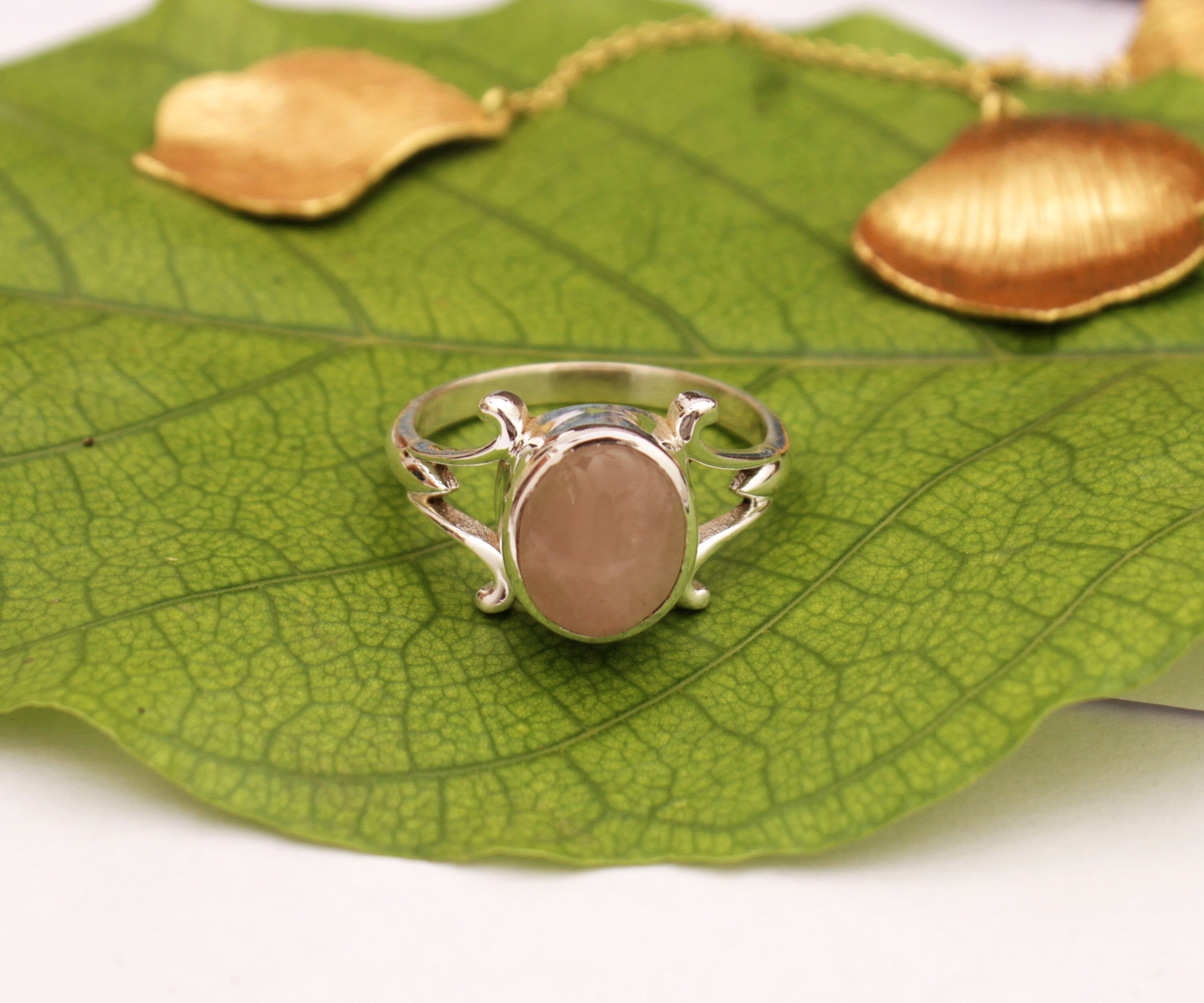 Silver Rose Quartz Ring Sterling Silver Ring Natural Rose - Etsy