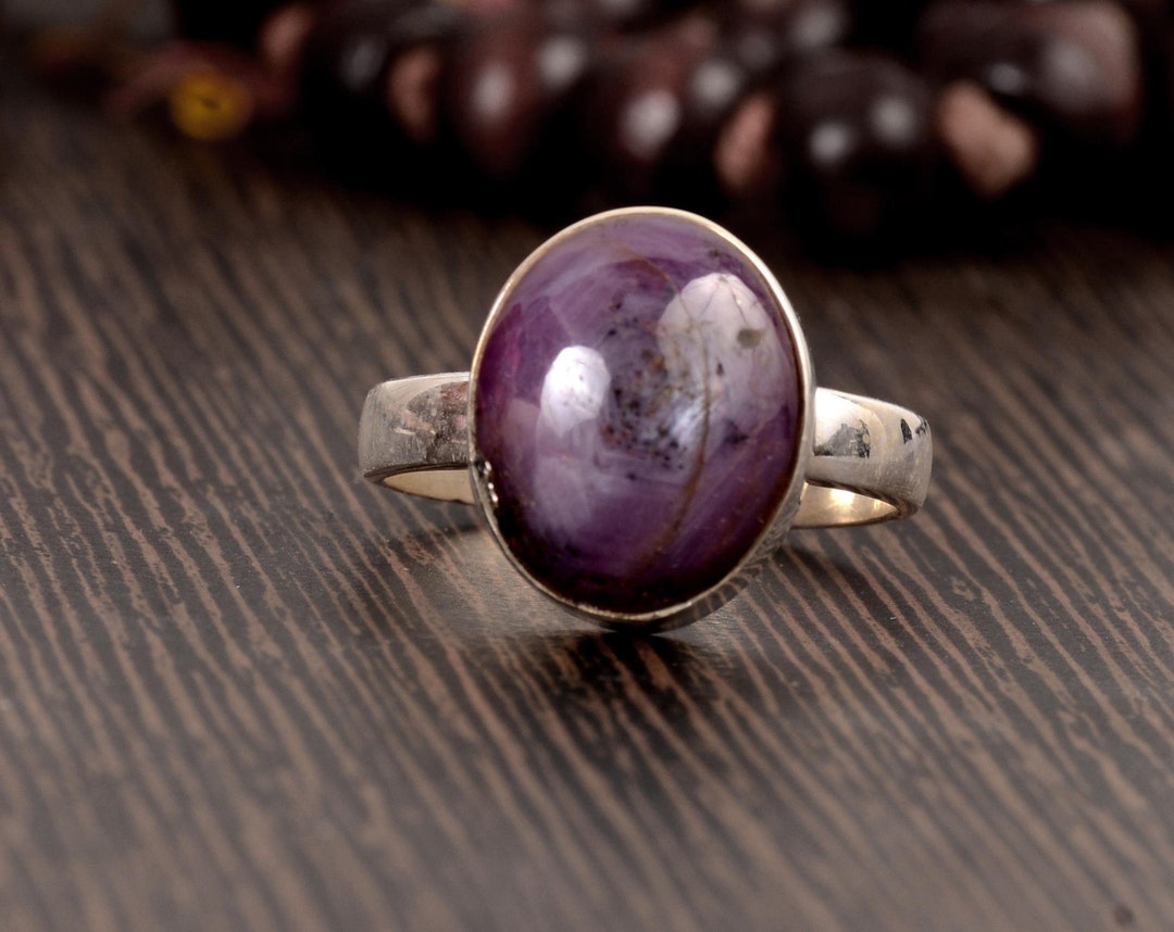Star Ruby Ring, Genuine Star Ruby Ring, Sterling Silver Star Ruby Ring ...
