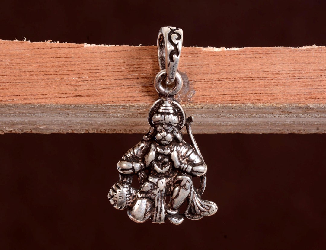 Hanuman Ji Open Chest Sterling Silver Pendant, Jai Hanuman Locket ...