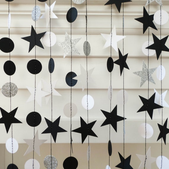 Stars Garland Stars Decorations Stars Backdrop Black and - Etsy