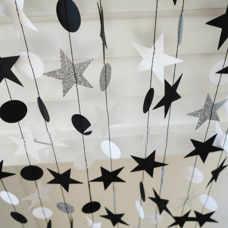 Stars Garland Stars Decorations Stars Backdrop Black and - Etsy
