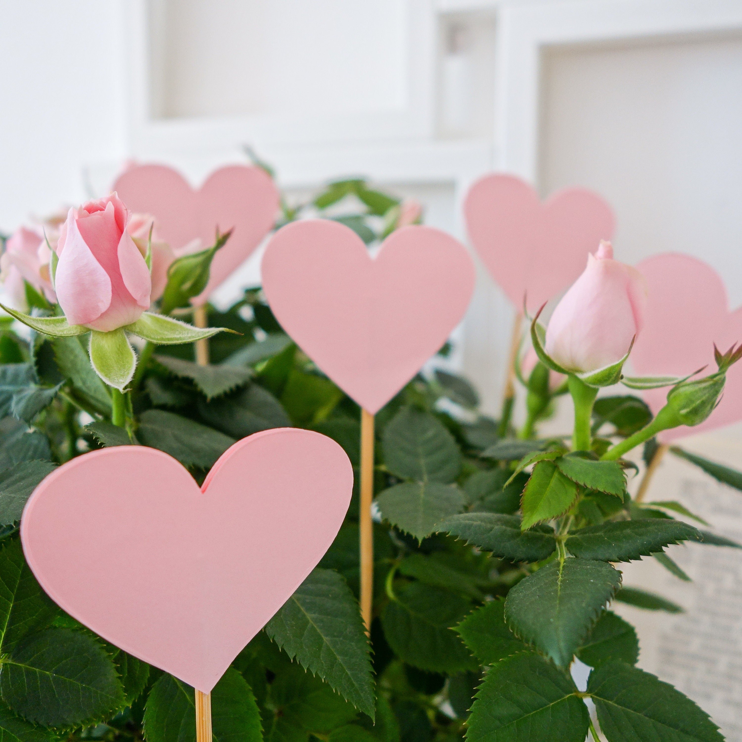 Pink Heart Toppers, Pink Cupcake Toppers, Wedding Cupcake Toppers ...
