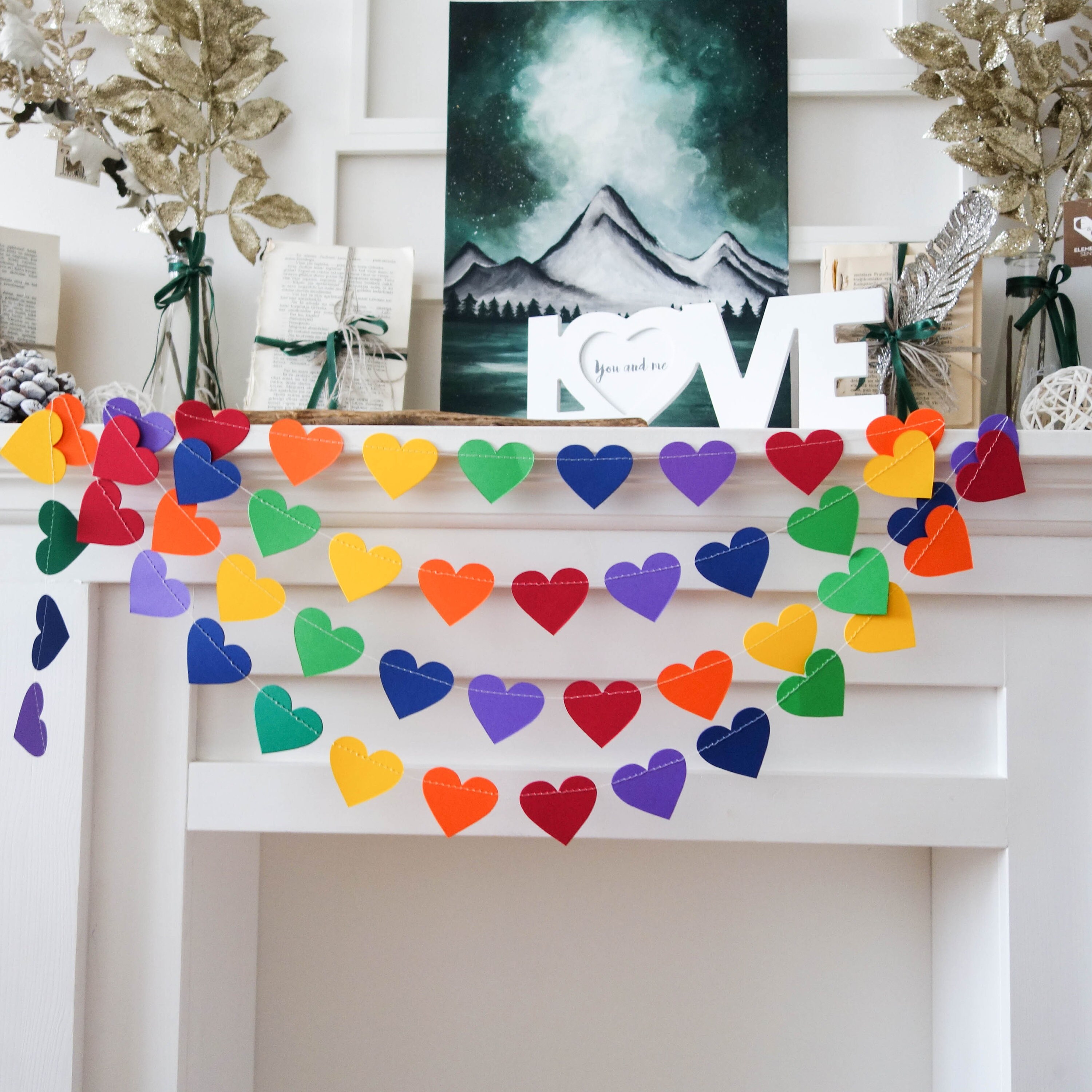 Rainbow Heart Garland Valentines Day Garland Valentines Day - Etsy