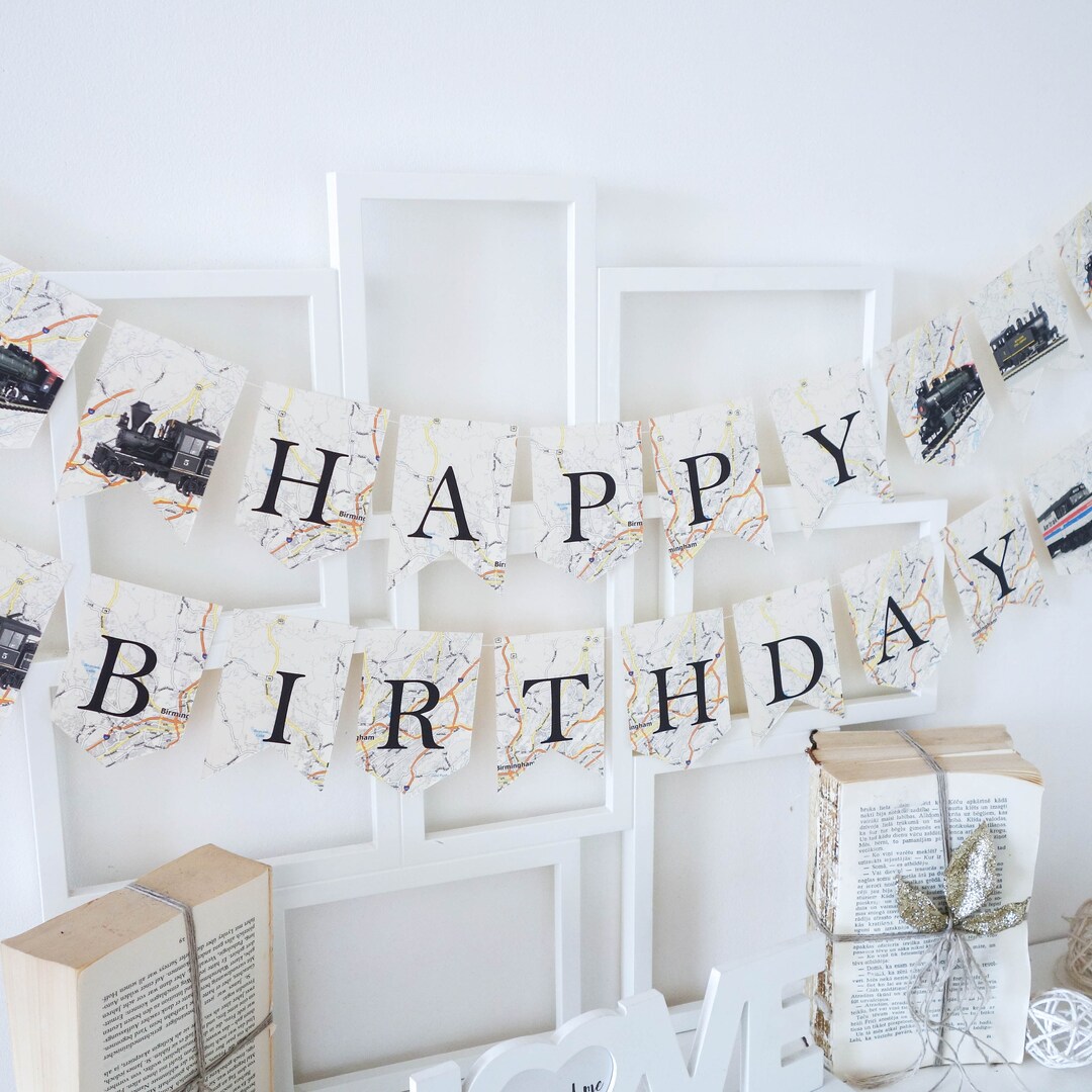 Happy Birthday Banner, Train Banner, Train Party Banner, Train Themed ...