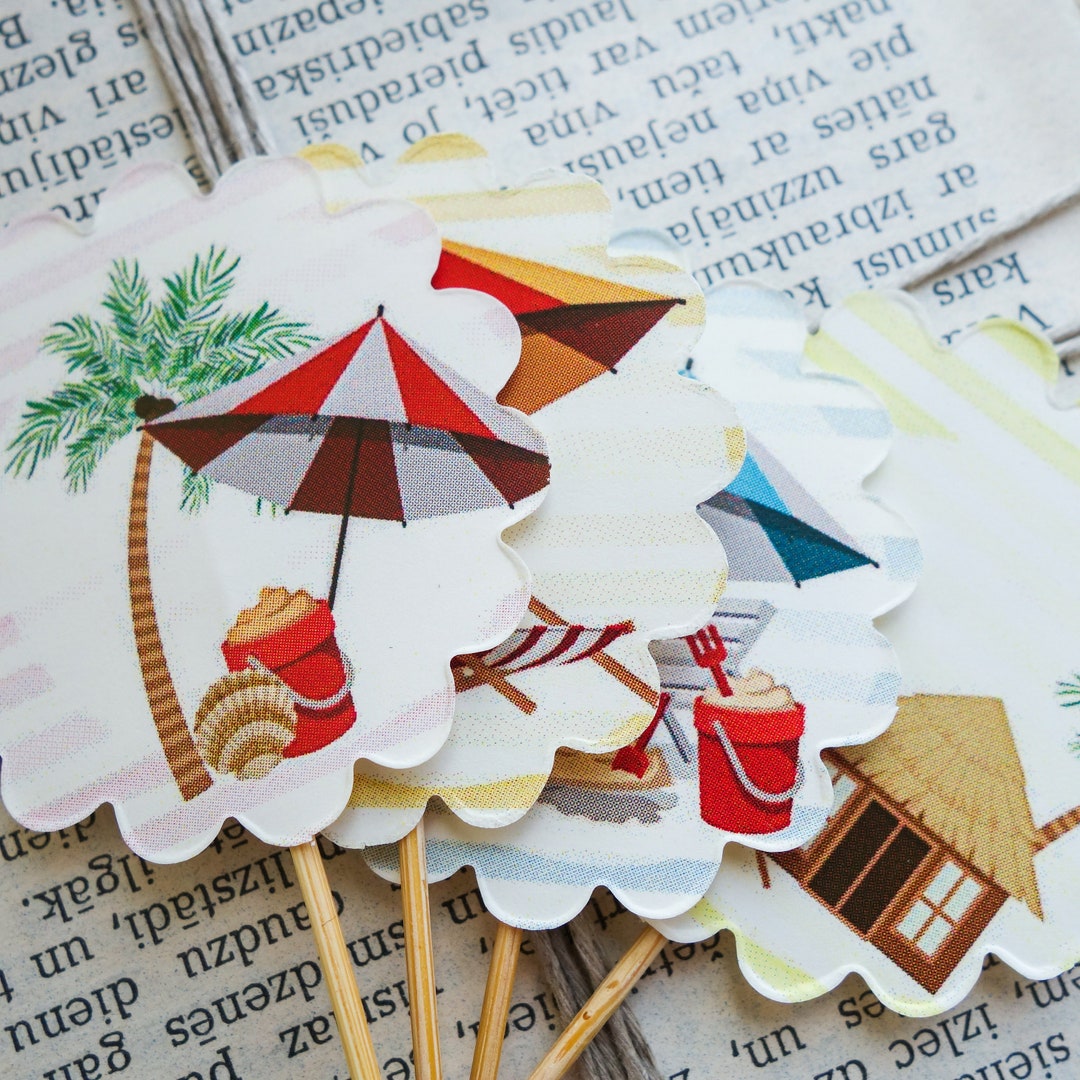 Summer Cupcake Toppers, Summer Birthday Decor, Summer Party Toppers ...