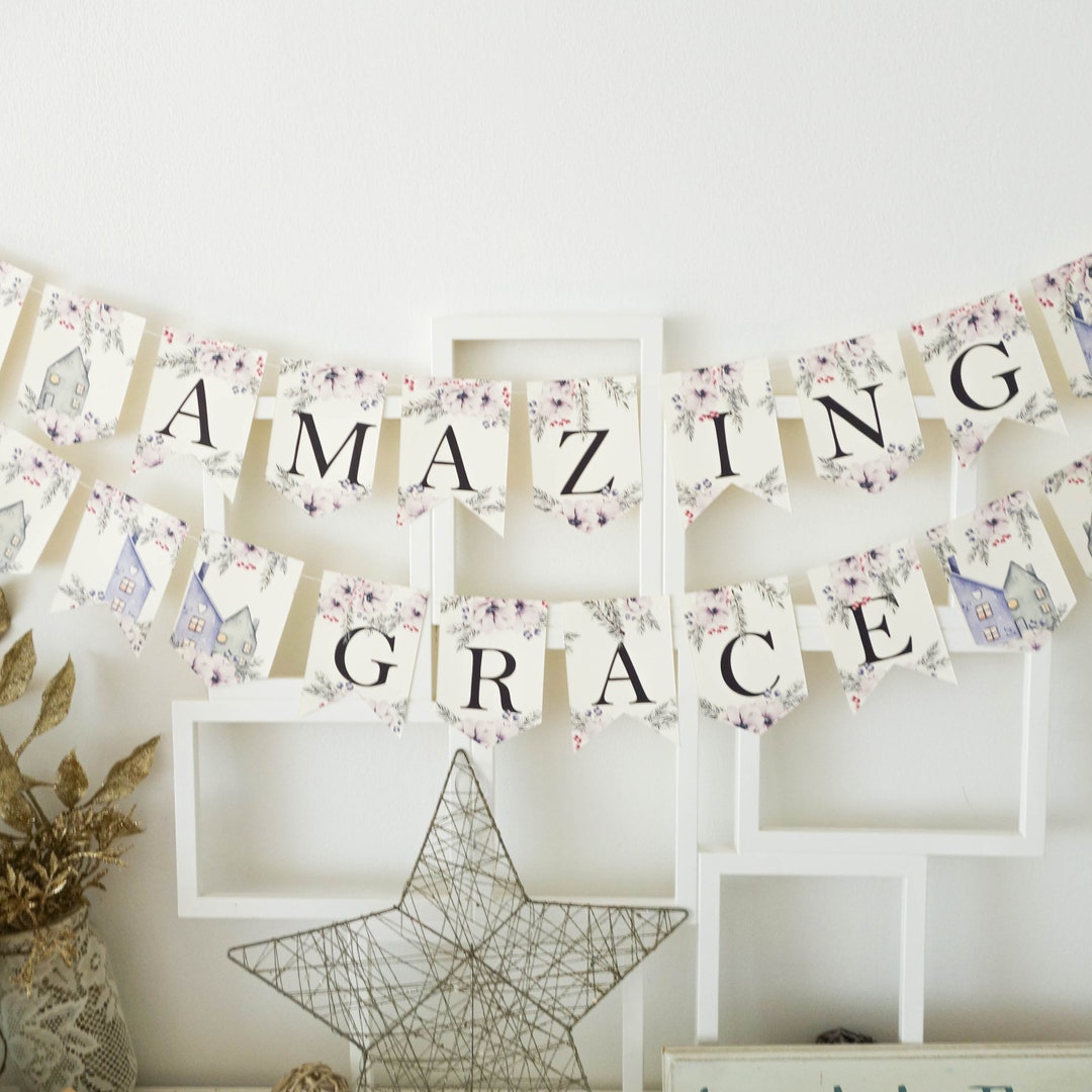 Amazing Grace Banner, Amazing Grace Bunting, Christmas Banner ...