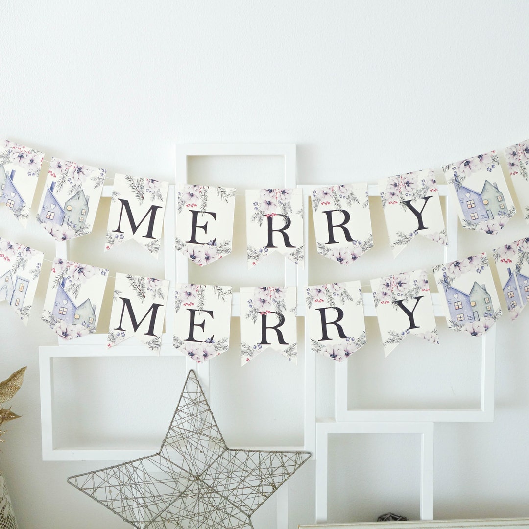 Merry Christmas Banner Merry Christmas Decorations Merry - Etsy
