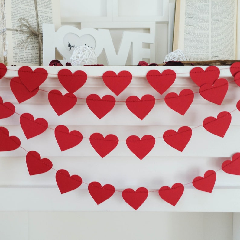 Red Heart Garland Valentines Day Garland Valentines Day - Etsy