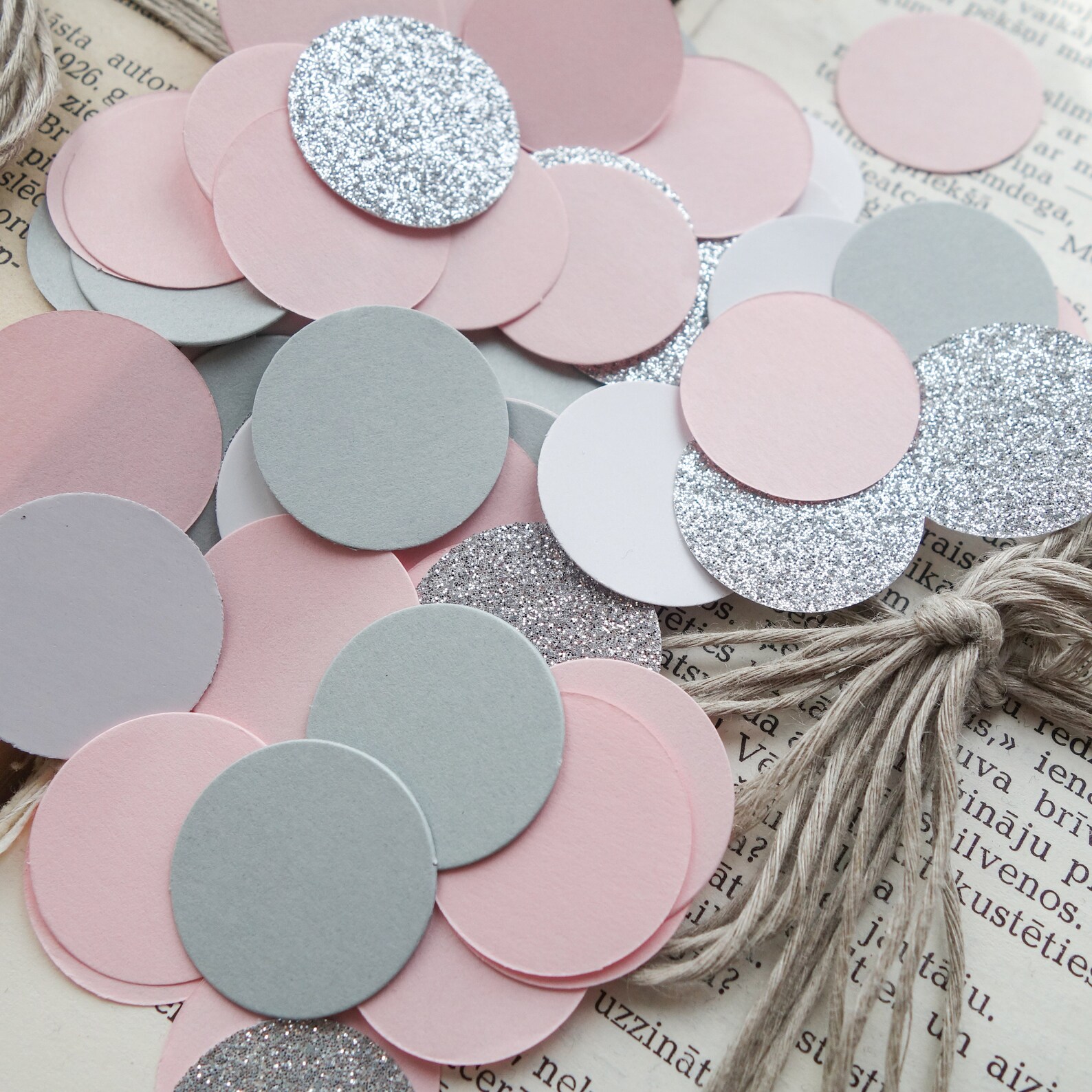 Pink Confetti Gray Confetti Pink Wedding Decorations - Etsy