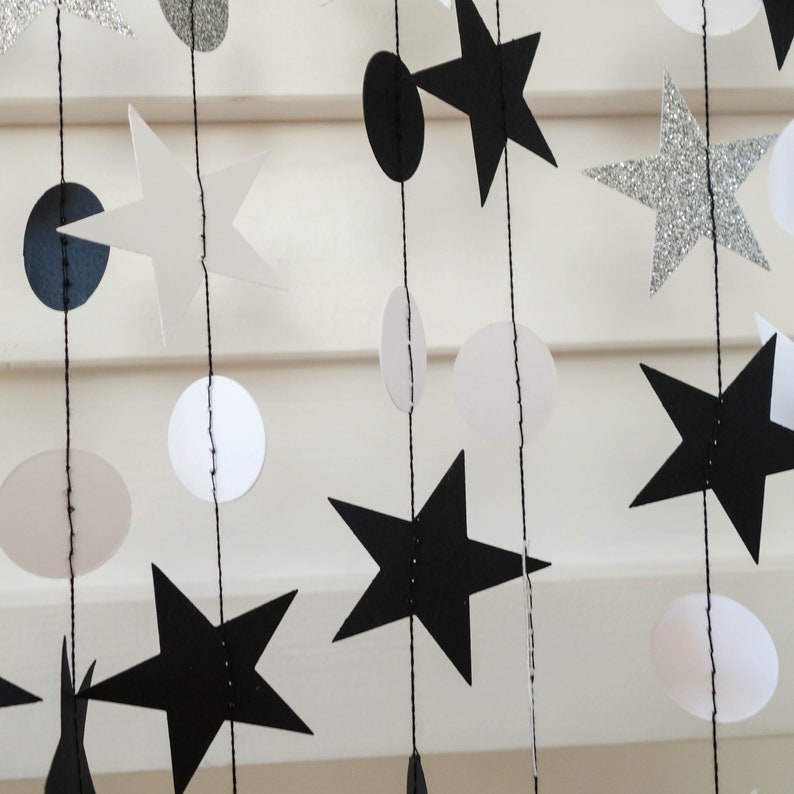 Stars Garland Stars Decorations Stars Backdrop Black and - Etsy