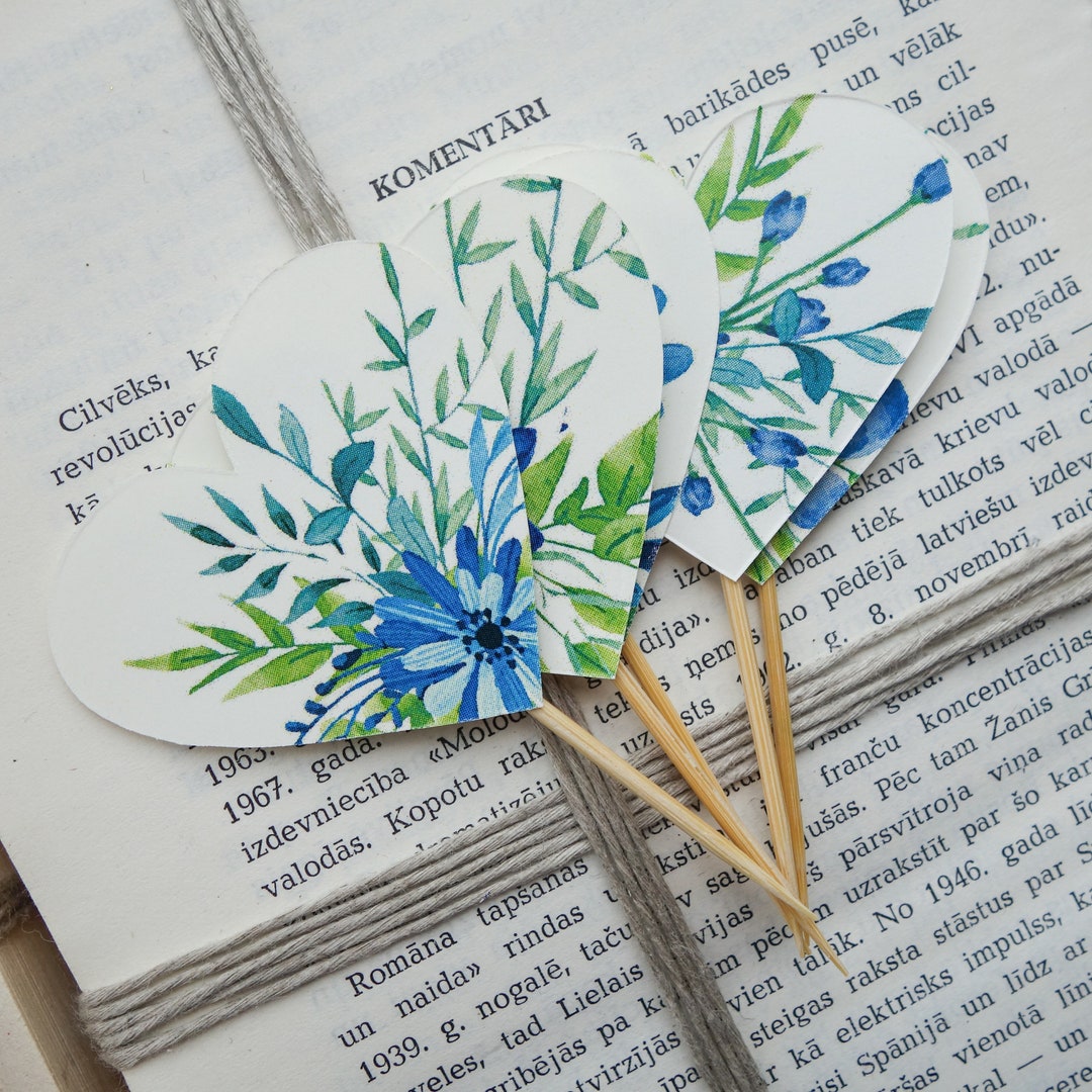 Blue Cupcake Toppers, Blue Party Decorations, Blue Table Decorations ...