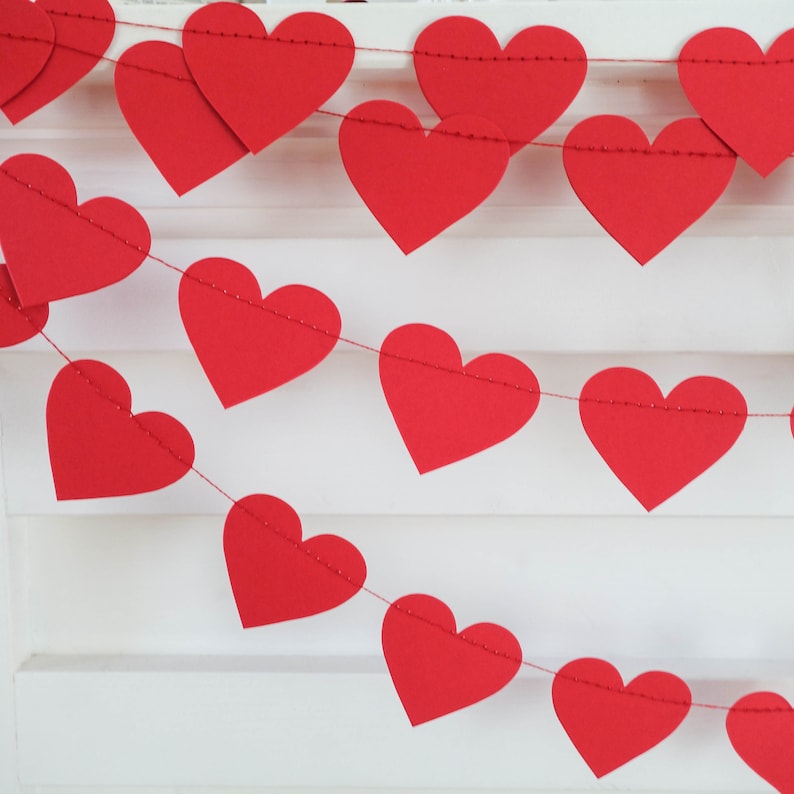 Red Heart Garland Valentines Day Garland Valentines Day - Etsy
