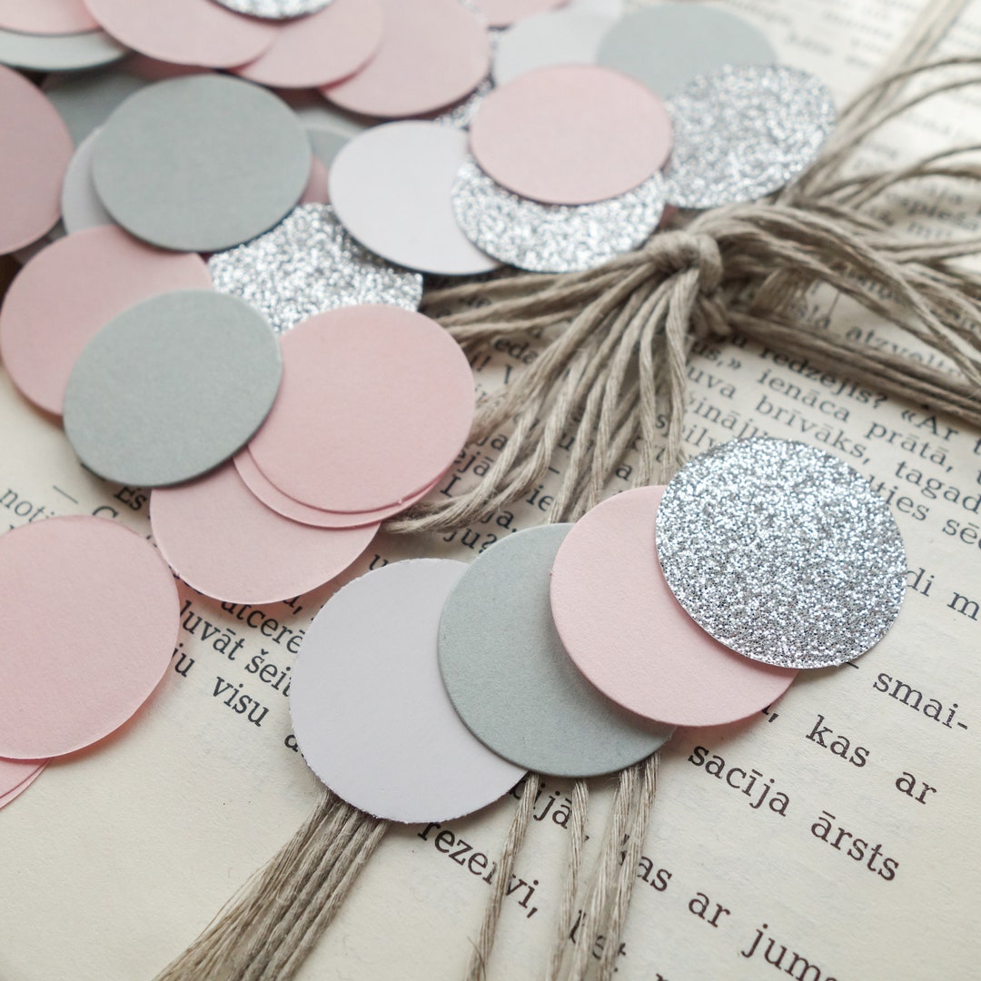 Pink Confetti Gray Confetti Pink Wedding Decorations - Etsy