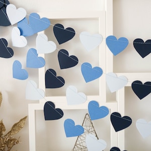 Blue Heart Garland, Dusty Blue Decorations, Dusty Blue Wedding ...