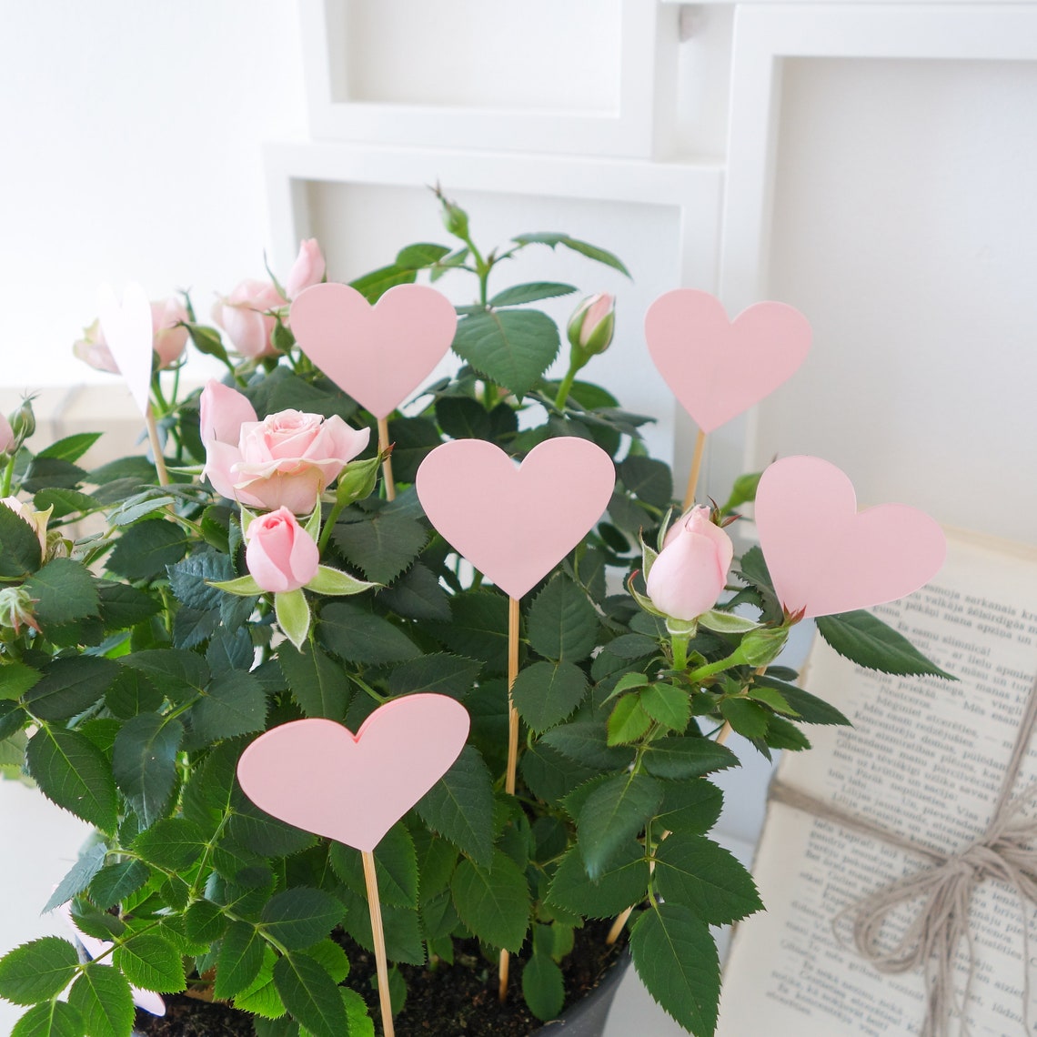 Pink Heart Toppers, Pink Cupcake Toppers, Wedding Cupcake Toppers ...