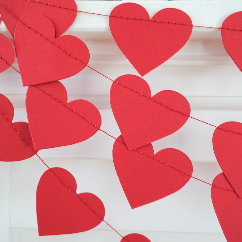 Red Heart Garland Valentines Day Garland Valentines Day - Etsy