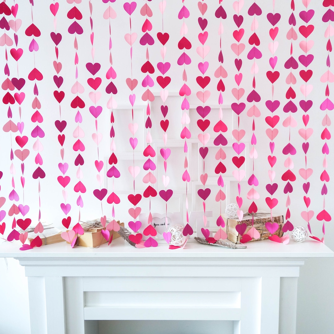 Pink Garland, Pink Heart Garland, Pink Birthday Garland, Pink ...