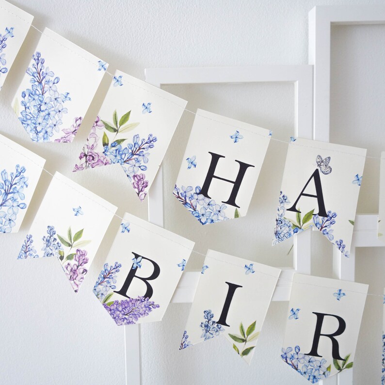 Happy Birthday Banner Lilac Banner Lilac Birthday Decor - Etsy