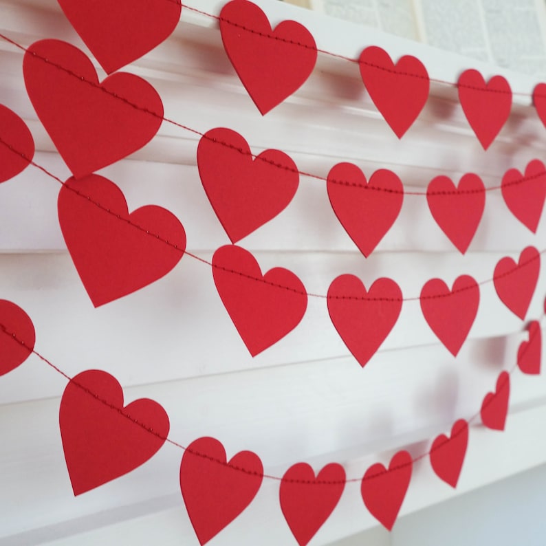 Red Heart Garland Valentines Day Garland Valentines Day - Etsy