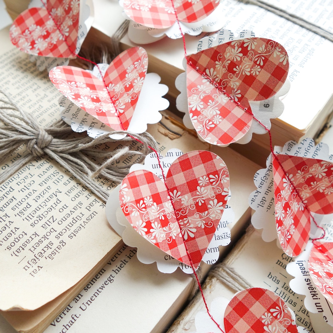 Valentines Day Decor, Valentines Day Garland, Red Heart Garland ...