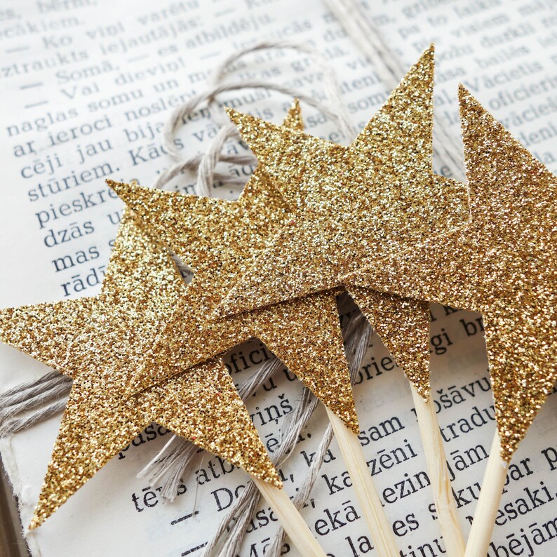 Glitter Cupcake Toppers Gold Cupcake Toppers Gold Glitter - Etsy