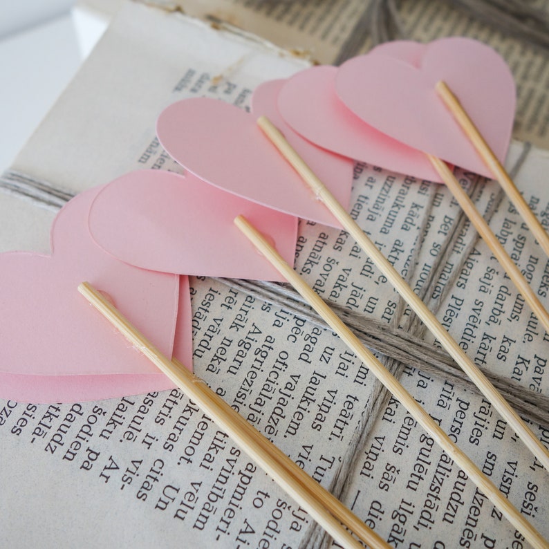 Pink Heart Toppers, Pink Cupcake Toppers, Wedding Cupcake Toppers ...