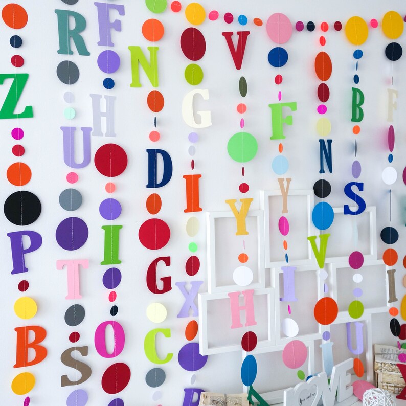 Alphabet Backdrop Rainbow Garland Rainbow Baby Shower | Etsy