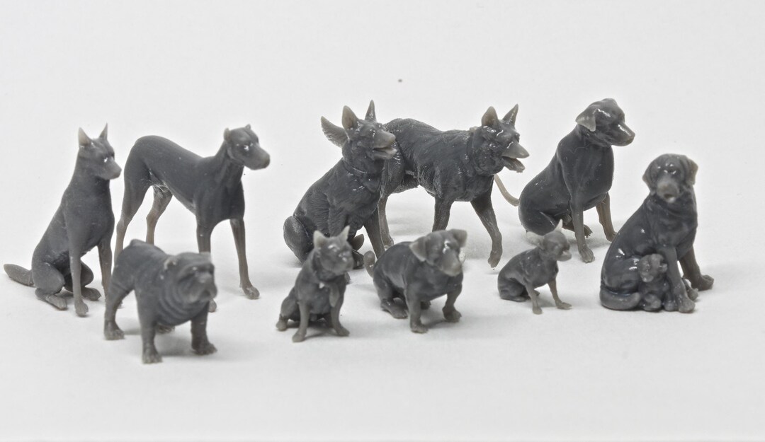 1/35 to 1/10 Resin Dogs Set of 10 for Dioramas or Scale Models, 3d ...