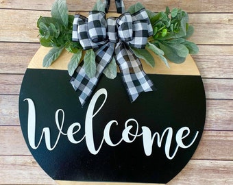 Buffalo Plaid Welcome Sign | Etsy