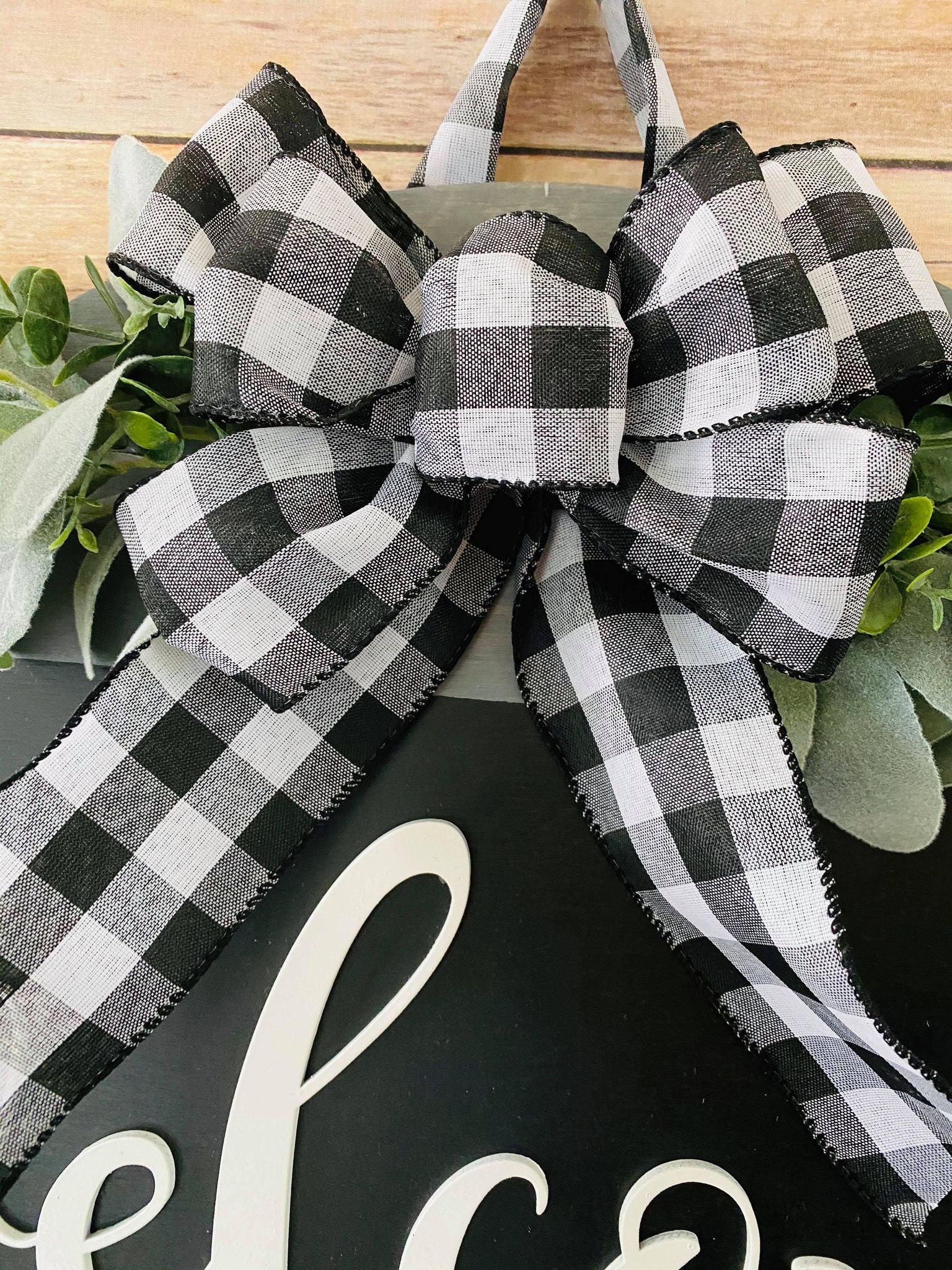 Wooden 3D Wreath WELCOME Sign Buffalo Black/white Plaid - Etsy