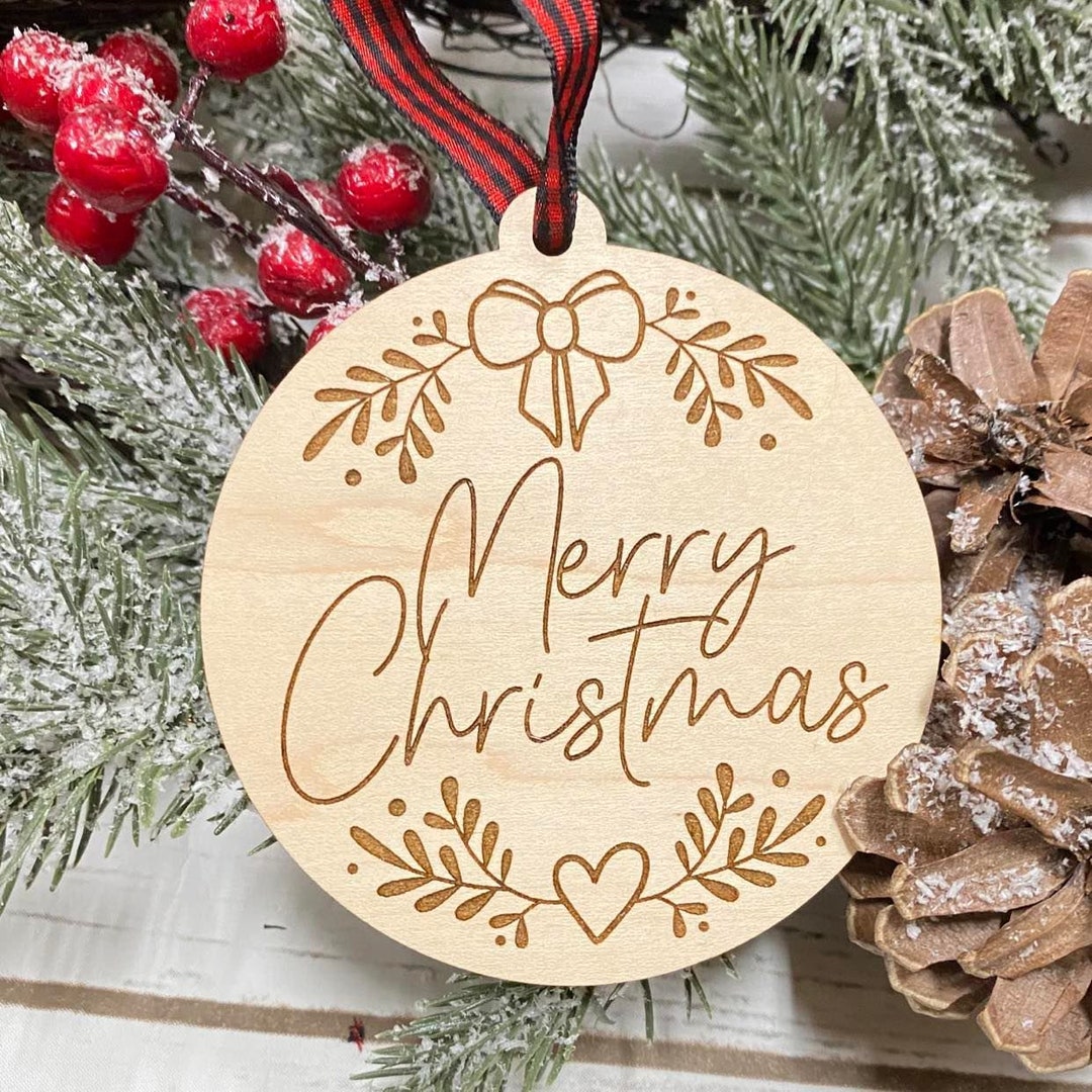 Merry Christmas Wood Primitive 2024 Wood Laser Holiday Christmas ...