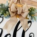Wooden 3D Wreath HELLO Sign, Burlap Ribbon, Door Hanger, Wood Wreath ...