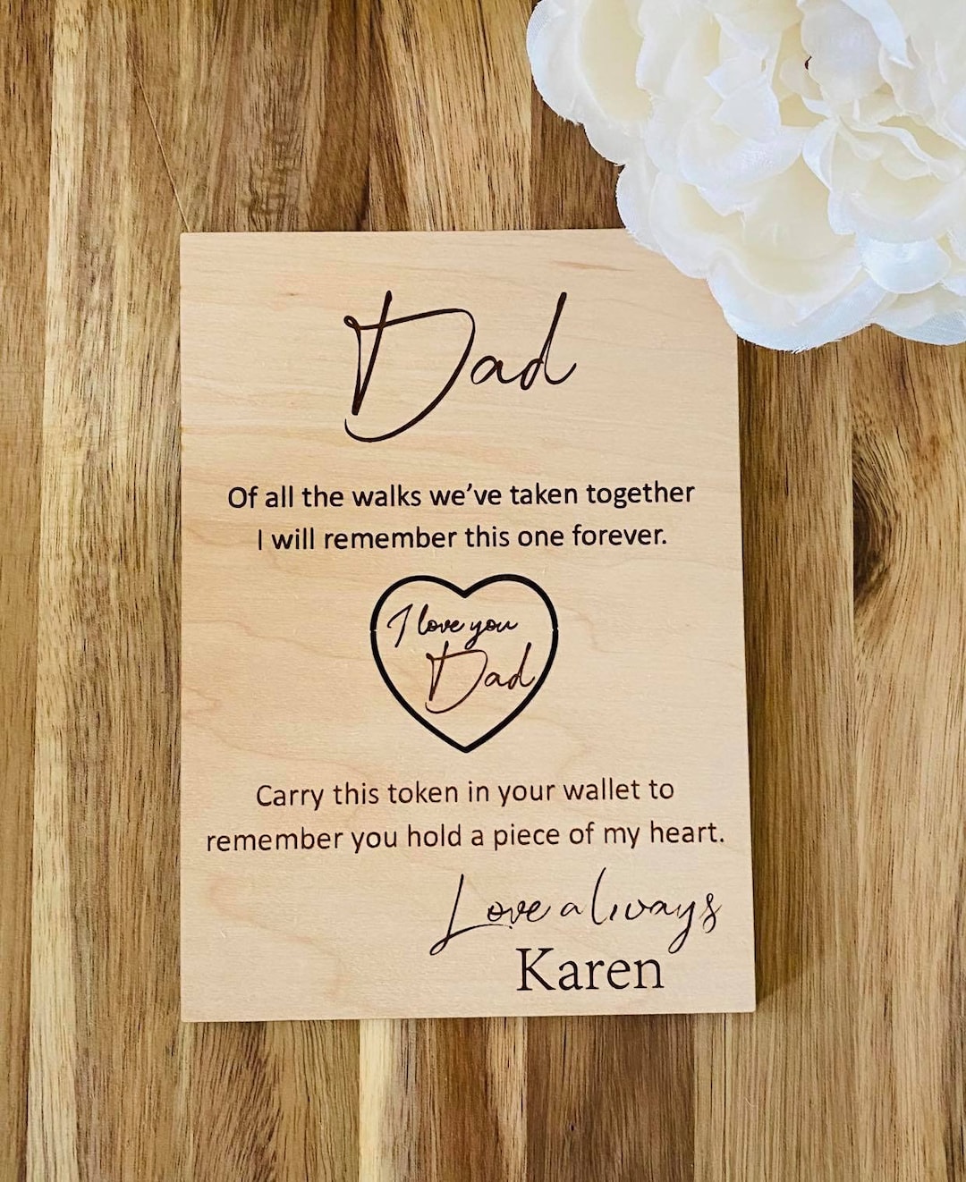 Personalized Dad Hug Token, Laser Engraved Maple Fathers Day Gift - Etsy