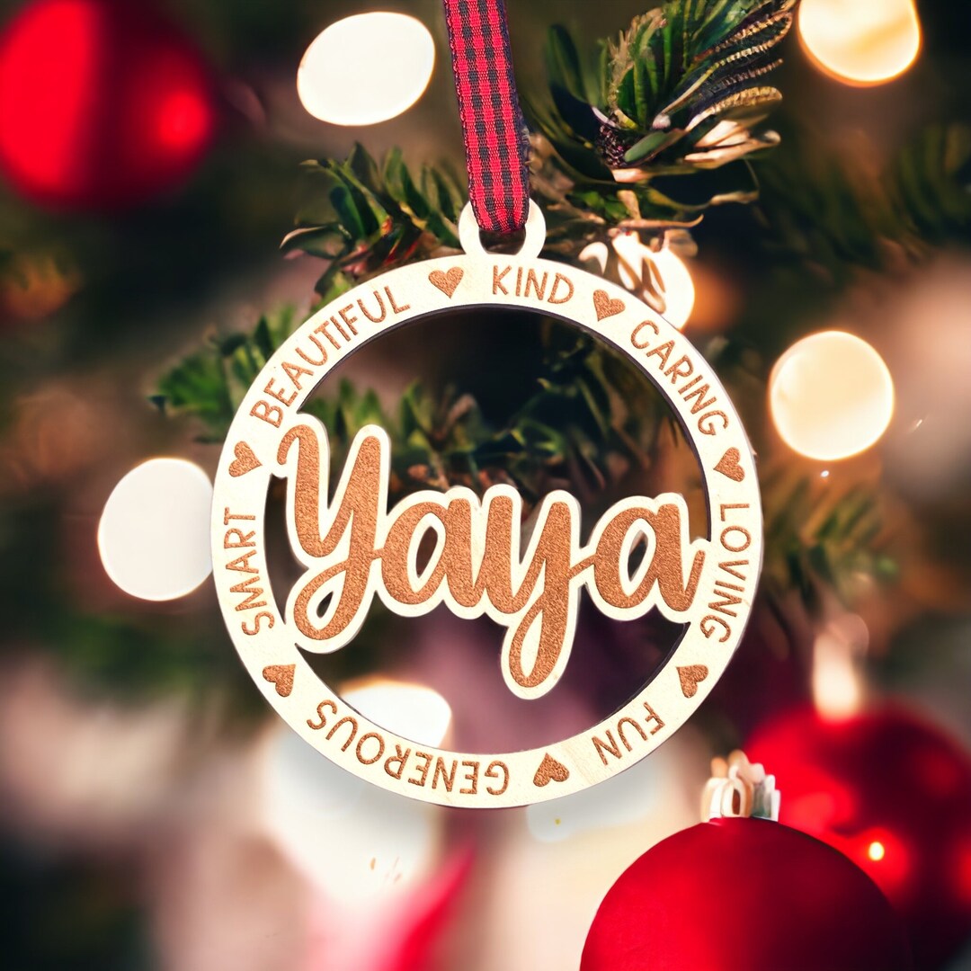 Laser Engraved Wood Holiday Christmas Tree YAYA Bauble Gift Ornament - Etsy