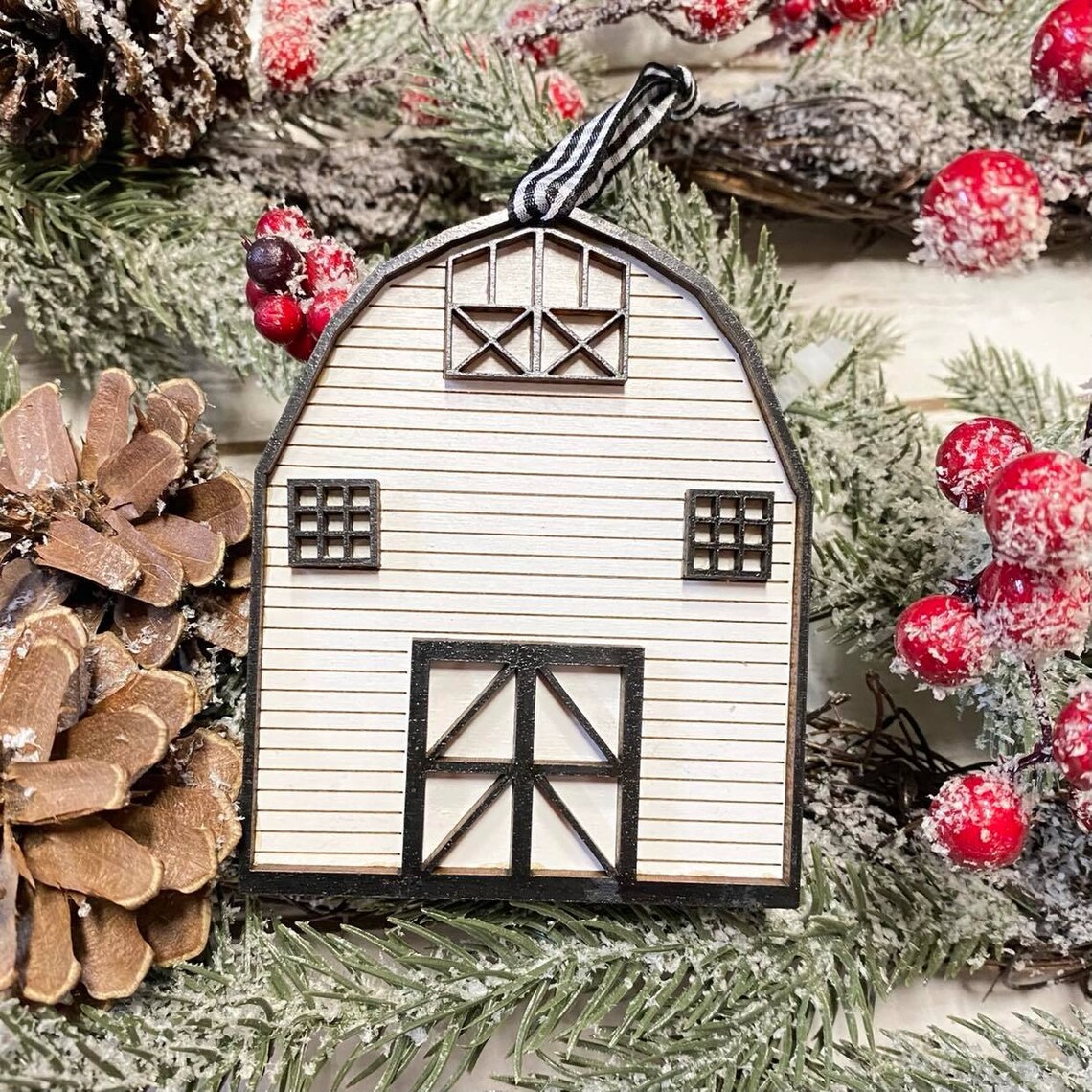 Bunkhouse Barn Farmhouse Ranch Wood Laser Holiday Christmas - Etsy