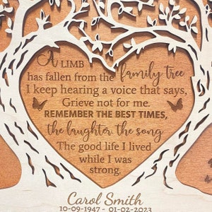 Wood Memorial Plaque Gift - Personalized Bereavement Gift, Sympathy ...