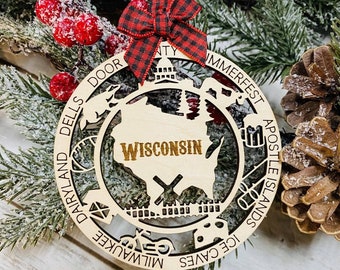 Wisconsin State Christmas Tree Ornament: State Keepsake W/ 22k Gold ...