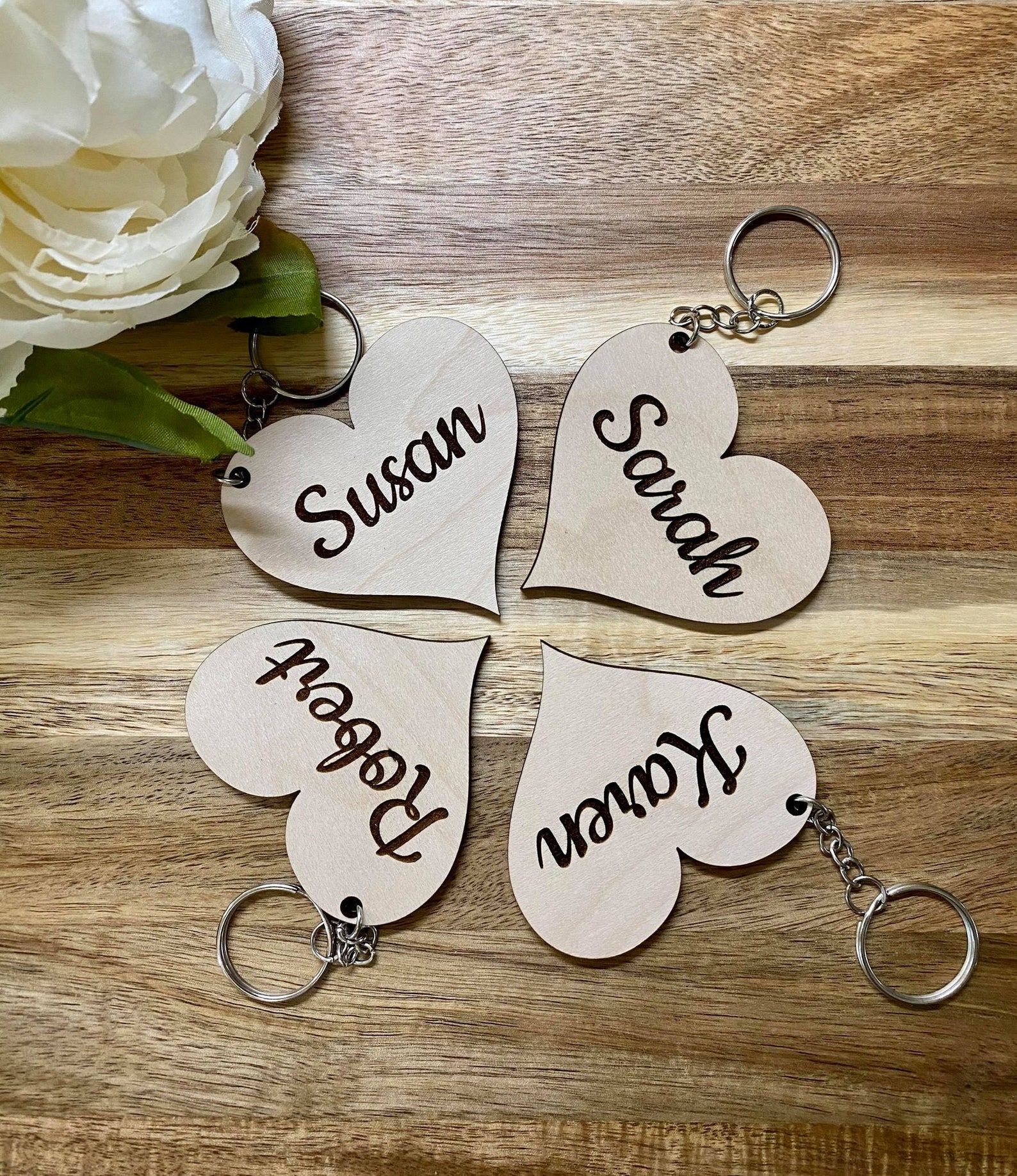 Custom Laser Cut Wood Heart Love Personalized Keychain - Etsy