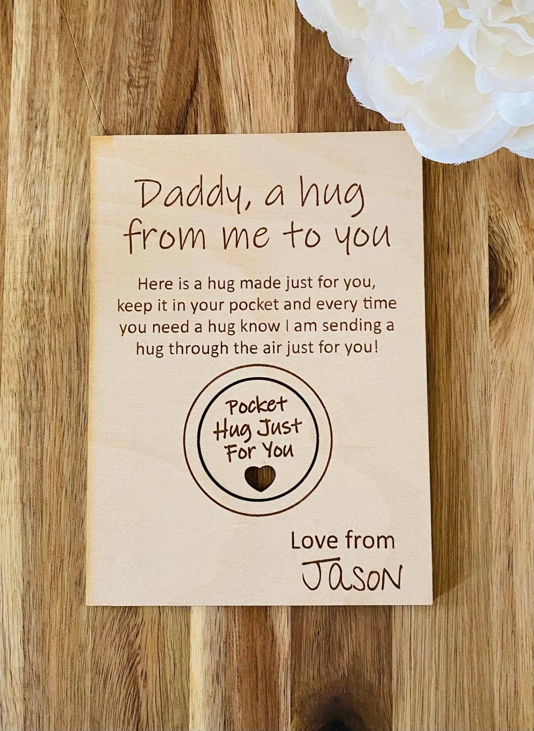 Send a Custom Daddy Hug Laser Engraved Wood FATHERS DAY HUG Token ...