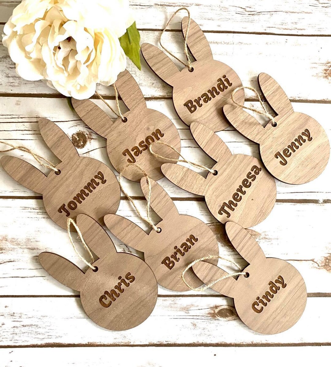Custom Personalized Wooden Bunny Easter Name Easter Basket Tag Easter ...