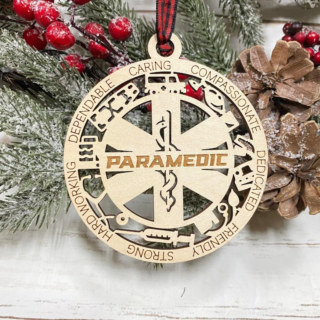 Laser Engraved Wood Holiday Christmas Tree PARAMEDIC Bauble Gift ...